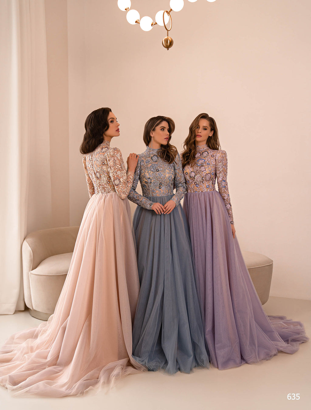 Mother-of-the-Bride Lilac Formal Gown with Lace Sleeves at Miss Mirelle ...